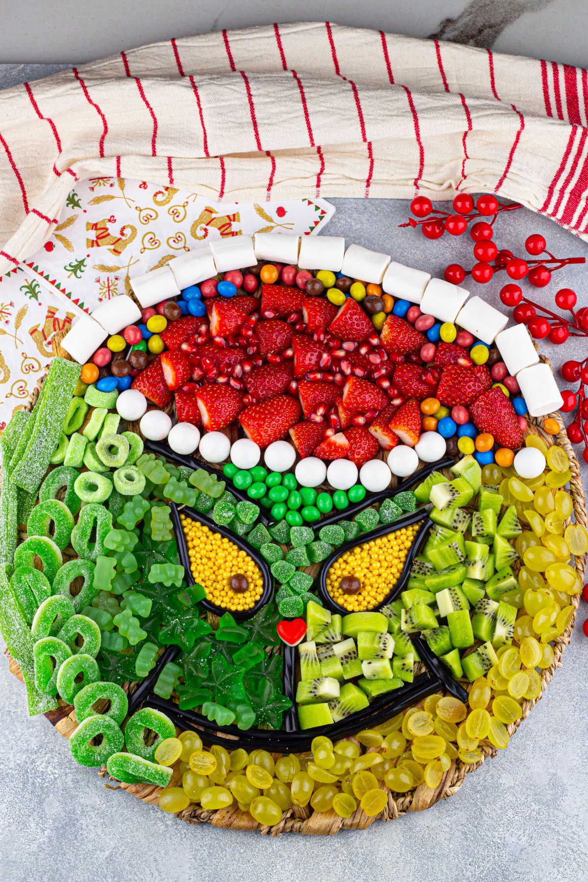 Grinch Candy and Fruit Charcuterie Board - Pam's Daily Dish